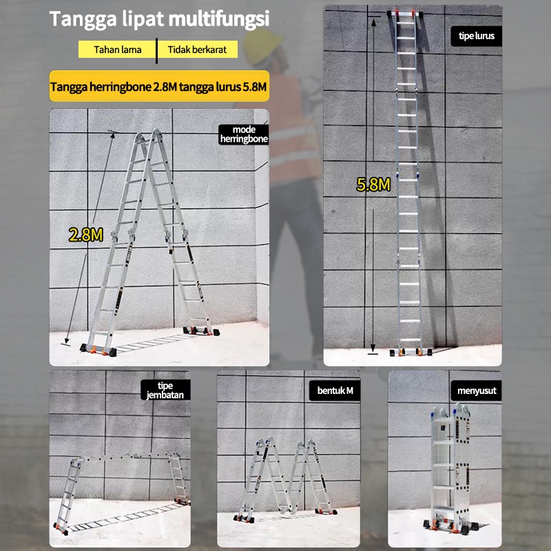 Jual Tangga Lipat 5.8 Meter Paduan Aluminium Teleskopik Tangga ...