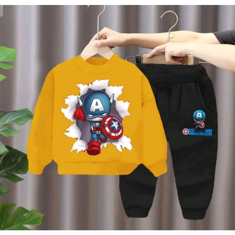 Jual SWITER MOTIF KAPTEN AMERIKA 6 BULAN - 6 TAHUN/SETELAN COWOK-CEWEK ...