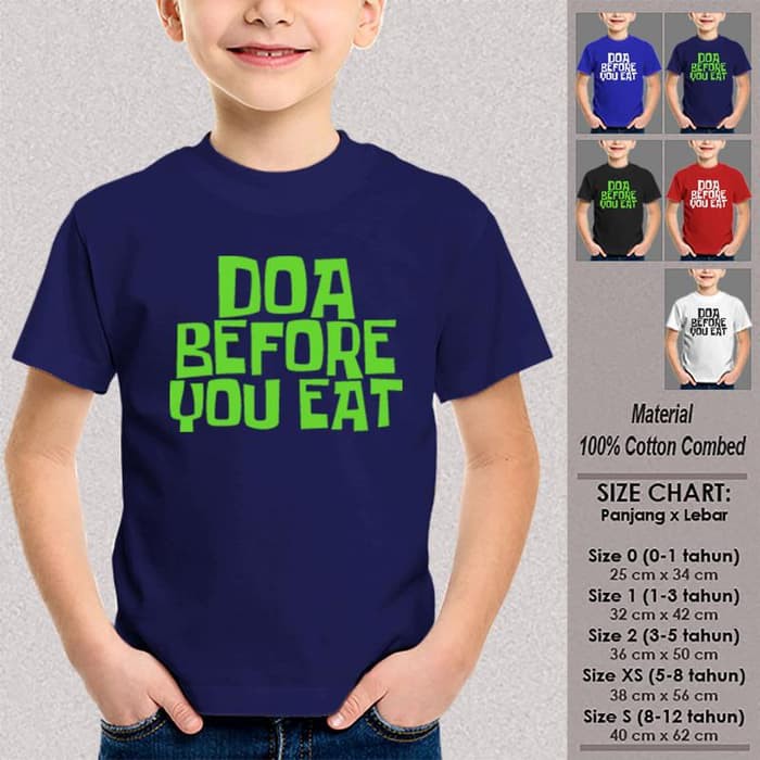 Jual Kao Anak Baju Muslim SN-ASMSMY068 DOA BEFORE YOU EAT FONT 1-12 th ...