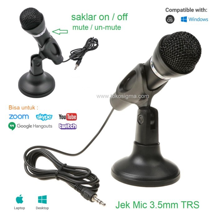 Jual Standing MIC PC Microphone Laptop MEETING ZOOM 3.5mm Karaoke Net ...
