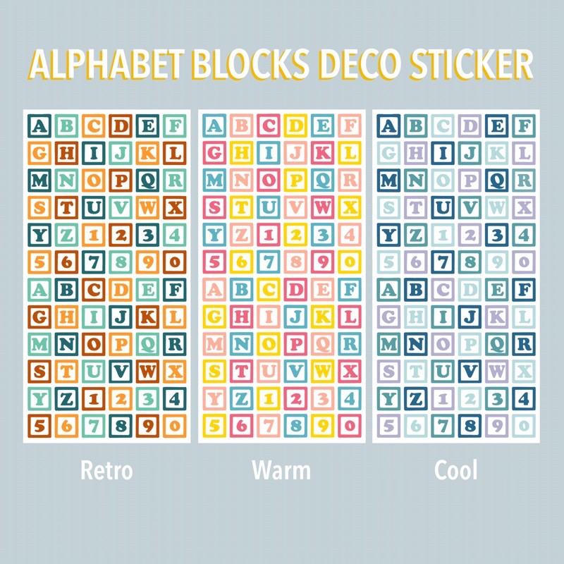 Jual Alphabet Blocks Deco Sticker Sheet / Stiker Dekorasi Alfabet Blok ...
