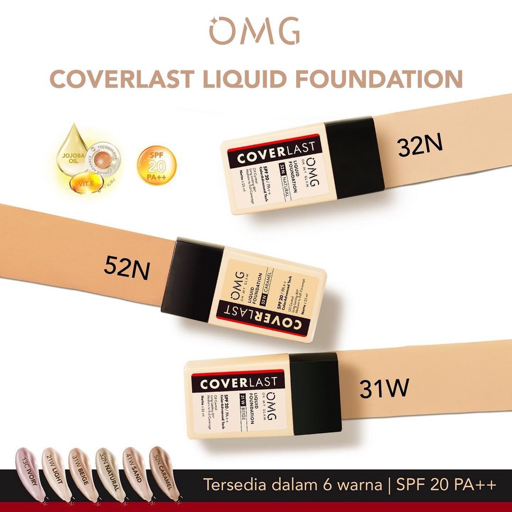 Jual OMG CoverLast Liquid Foundation Alas Bedak | Oh My Glam | SPF 20 ...