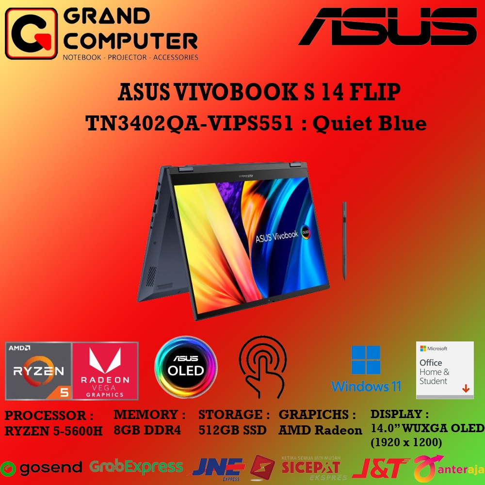 Jual ASUS VIVOBOOK S 14 FLIP TN3402QA-VIPS551 AMD Ryzen 5-5600H 8GB ...