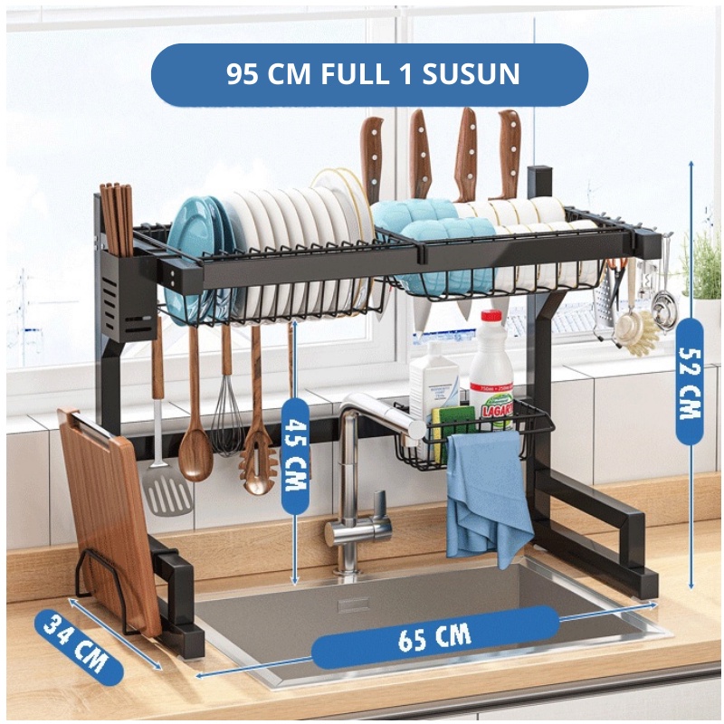 Jual ES Rak Piring Wastafel Stainless Steel Rak Cuci Piring Dapur Rak ...