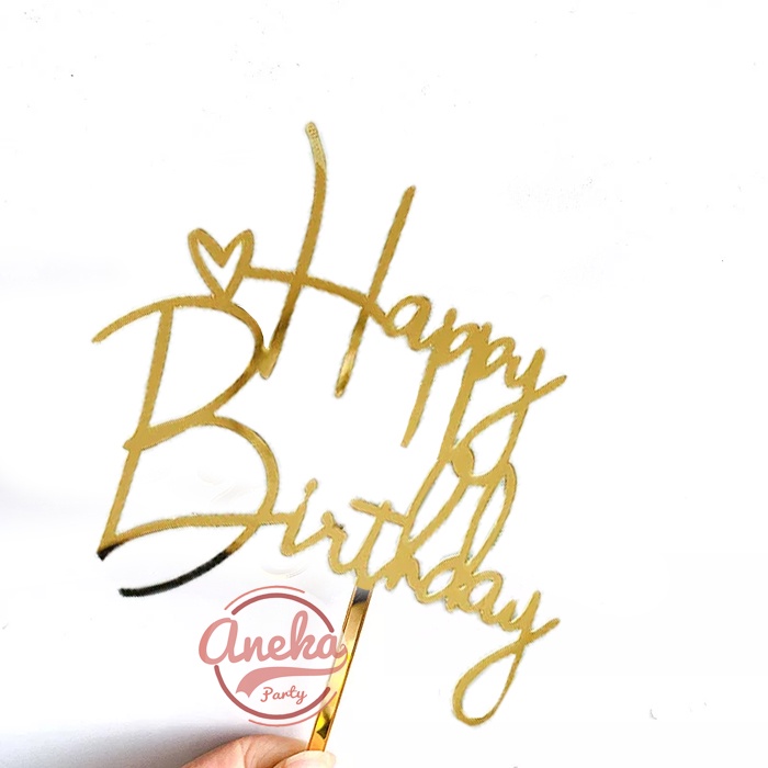 Jual Cake Topper HBD latin akrilik / Cake Topper Happy Birthday gold ...