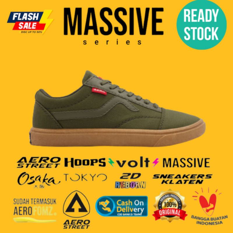 Jual Aerostreet Massive Low Gum Army - Sepatu Sneakers Casual Pria Wanita Aero | Shopee Indonesia