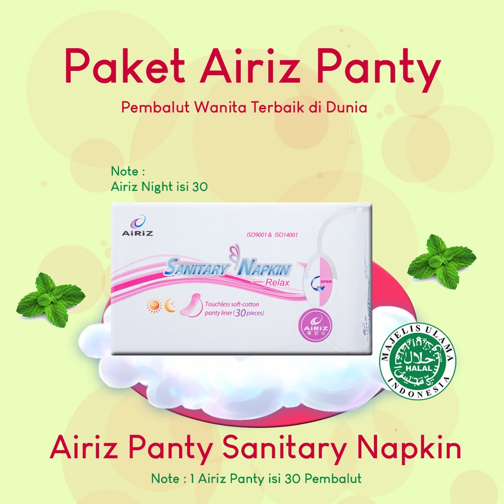 Jual Airiz Pembalut Wanita Day Night Pantyliner Tiens Original Mencegah ...