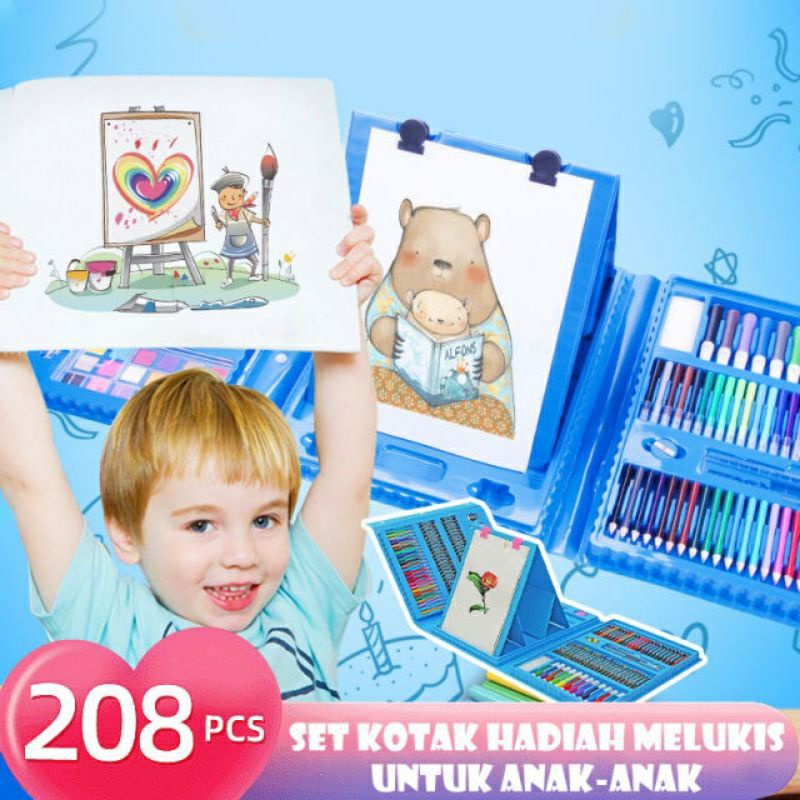 Jual Crayon Anak 208pcs Set Crayon Alat Gambar Melukis Anak-anak Cat ...