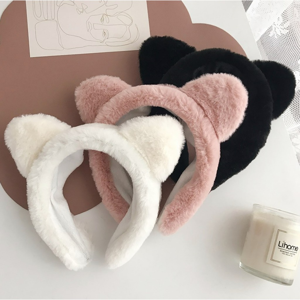 Jual HBCB bando handuk kucing bulu tebal korea kekinian kpop bandana ...