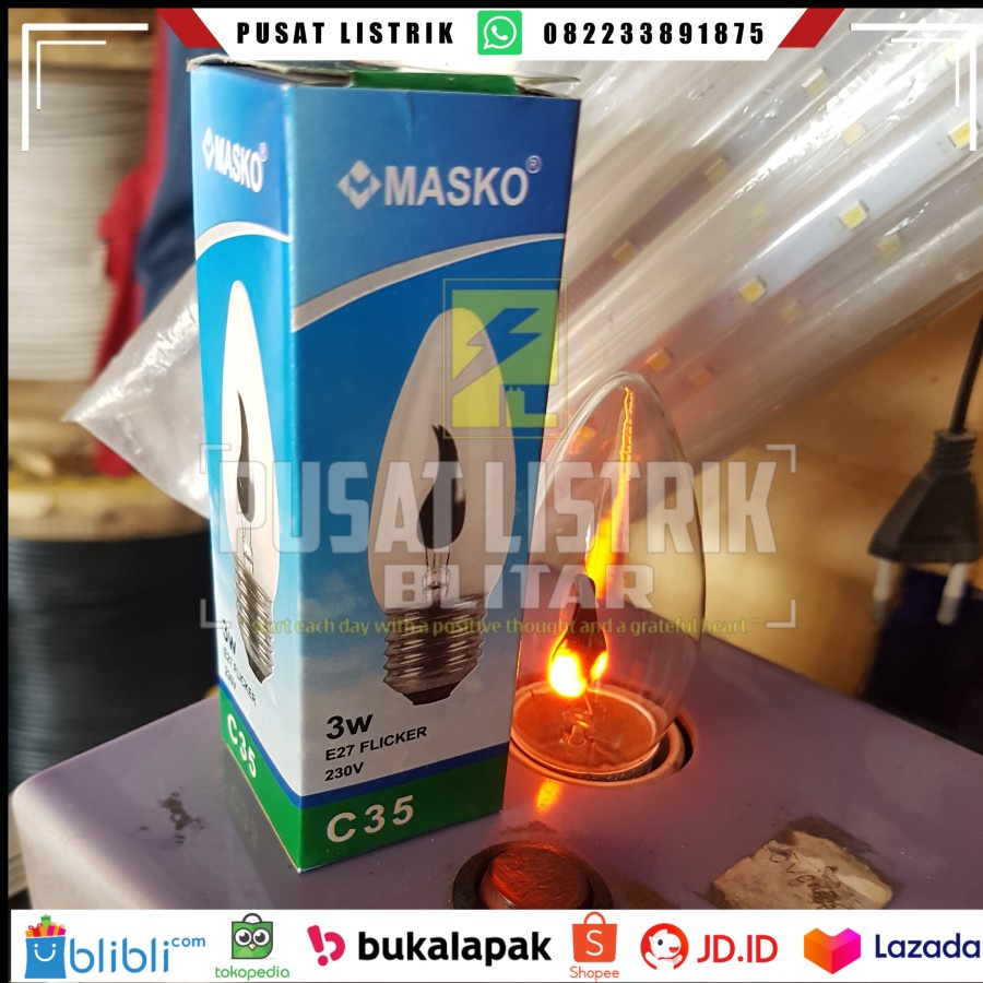 Jual Lampu Candle Masko Api Lilin 3w C35 Fitting Ulir E14 E27 | Shopee ...