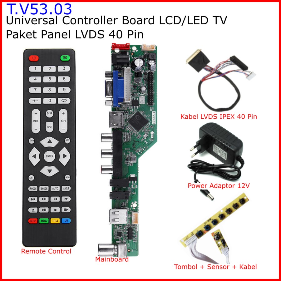 Jual PAKET Universal LCD LED TV Monitor Main board SKR LVDS IPEX 12v3A ...