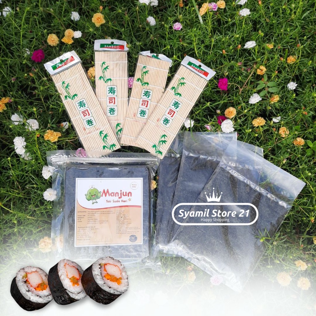 Jual Manjun Nori Sushi PAKET 5 LEMBAR+Sushimat Roll | Shopee Indonesia