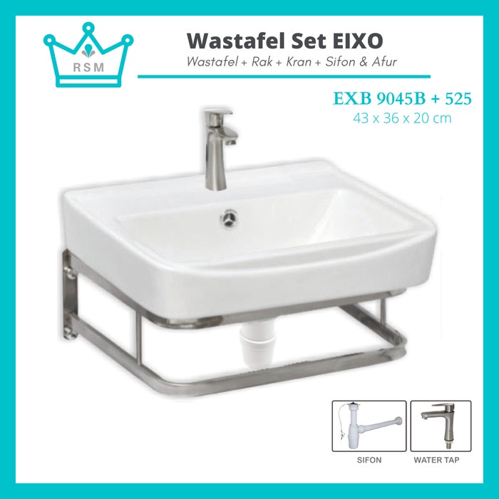Jual Wastafel Keramik Set EIXO EXG 9045B Washtafel Gantung Dinding ...