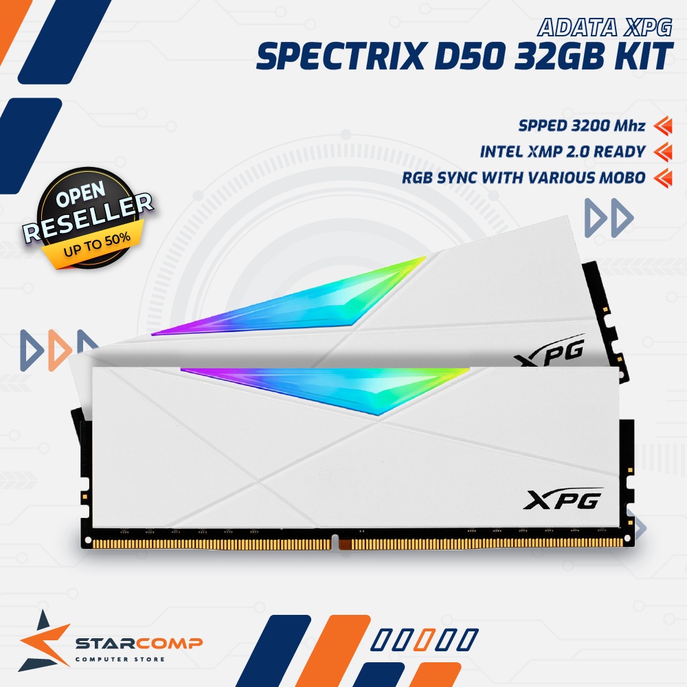 Jual ADATA XPG SPECTRIX D50 RGB 32GB KIT 3200 (2x16GB) RAM DDR4 3200mhz | Shopee Indonesia