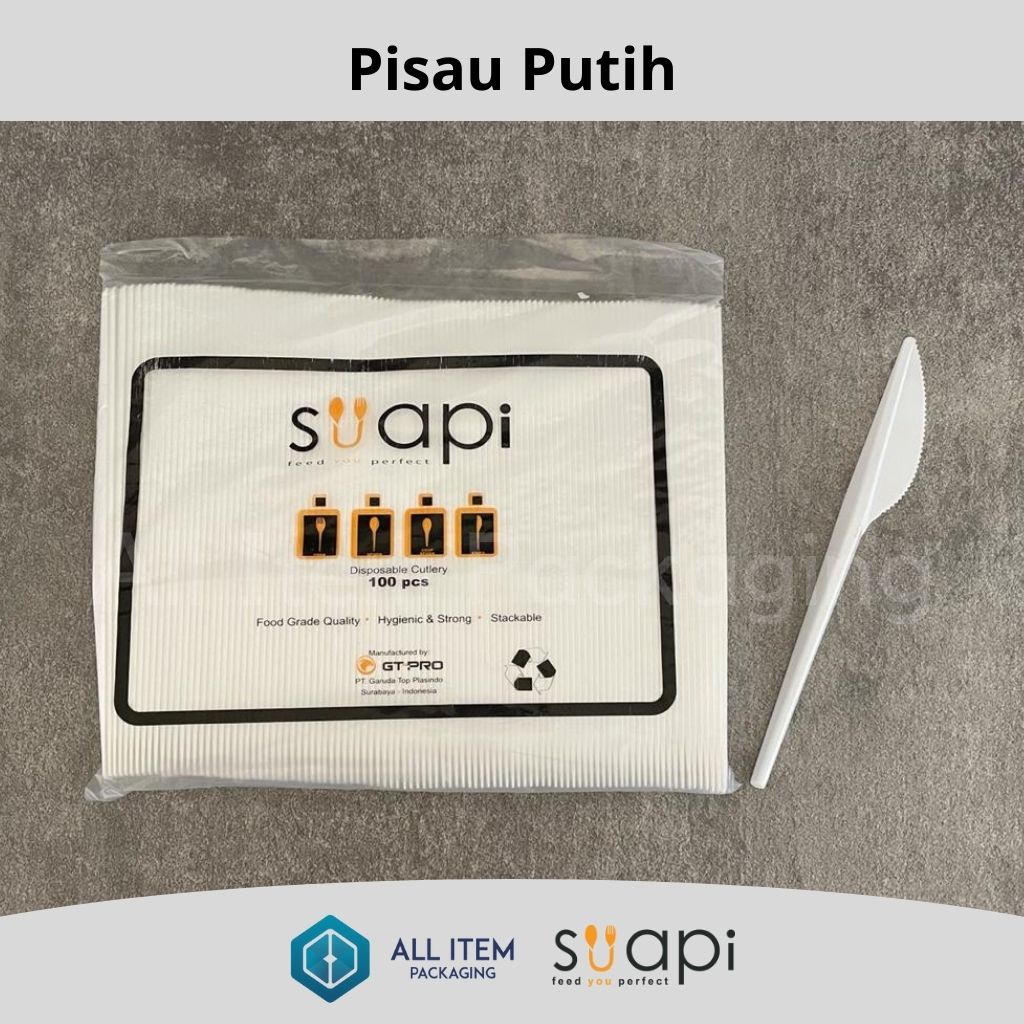 Jual Pisau Suapi Putih / Pisau Makan Plastik / Knife @100 Pcs | Shopee ...