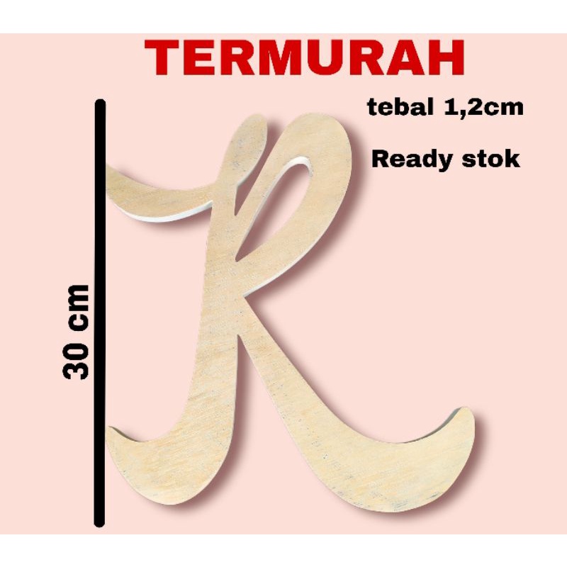 Jual Dekorasi dinding huruf kayu tinggi 30cm / Huruf kayu inisial tebal ...