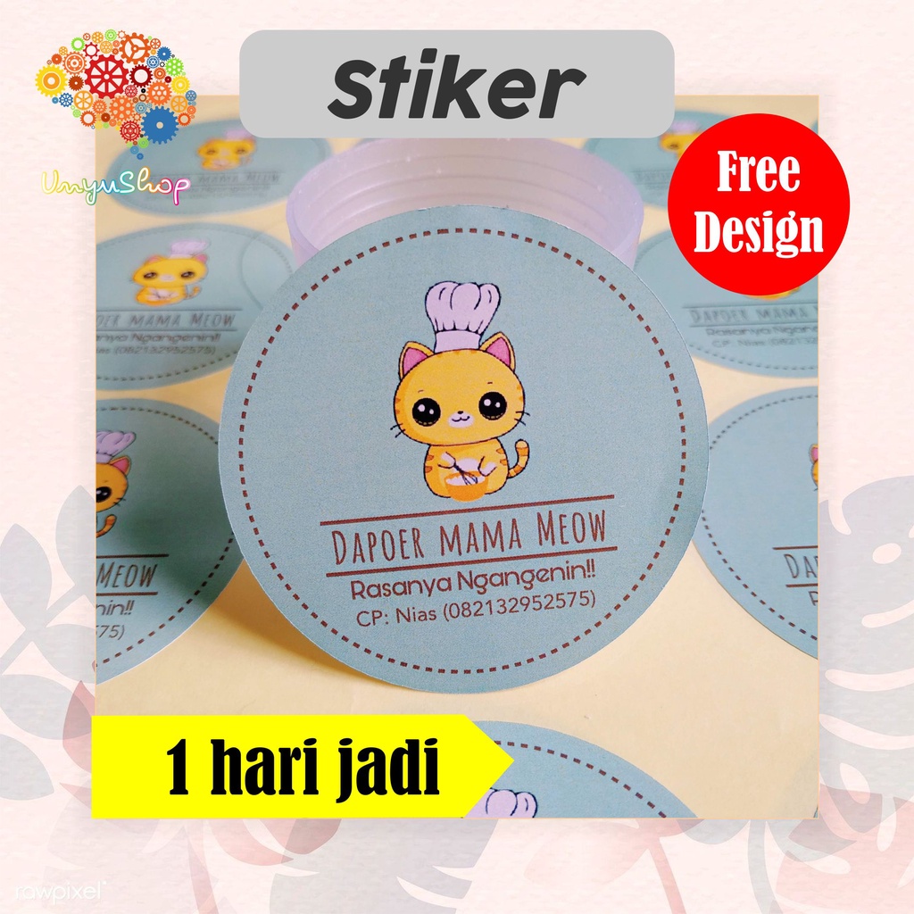Jual Label Stiker cetak Sticker kemasan makanan bulat FREE DESIGN ...