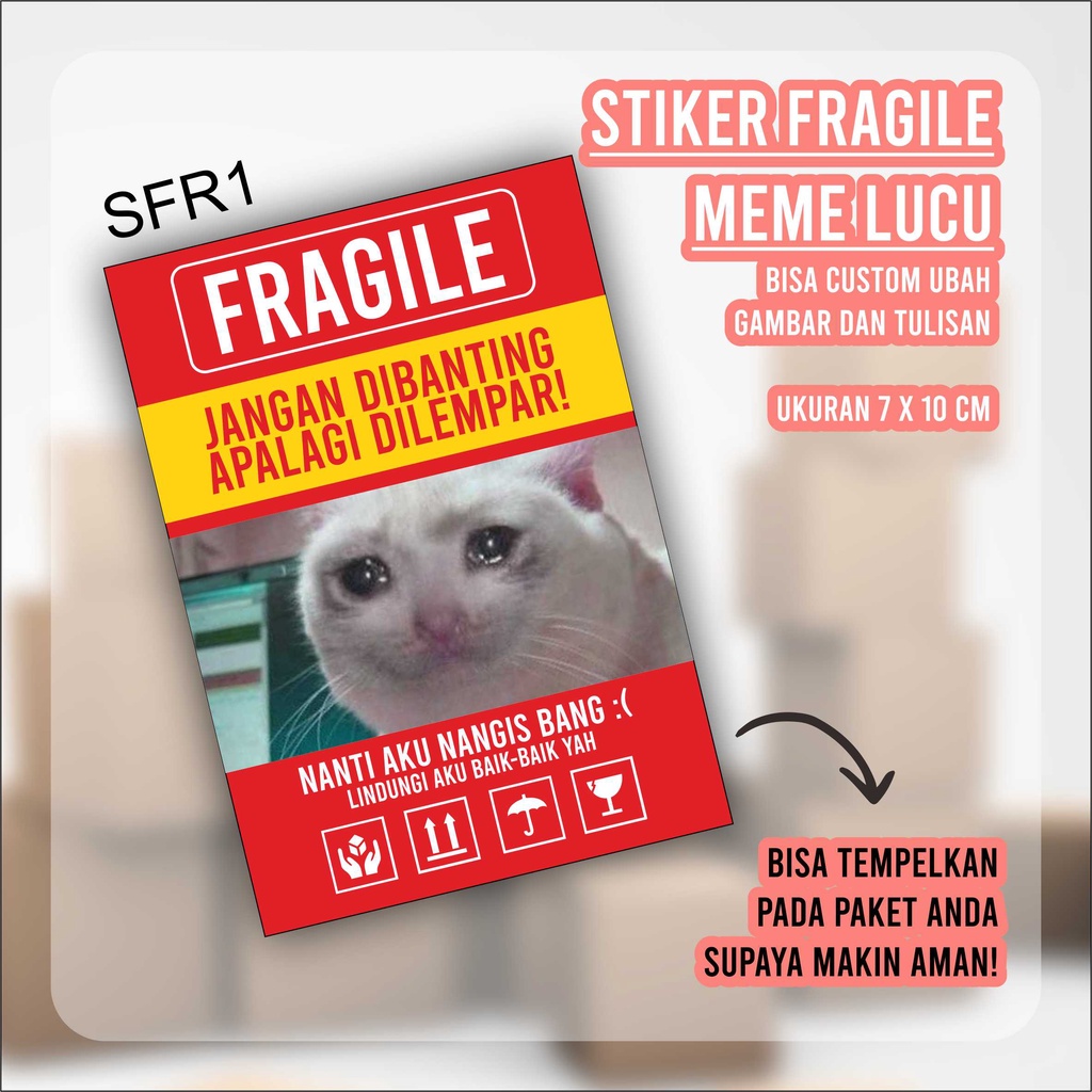 Jual Stiker Fragile Untuk Paket Dengan Gambar Meme Lucu kekinian ...
