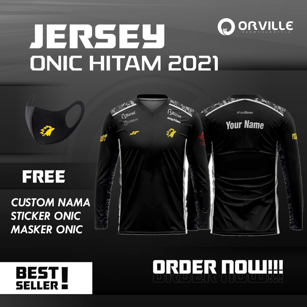 Jual JERSEY GAMING ONIC ESPORT HITAM TERBARU 2021 / FREE NICKNAME ...