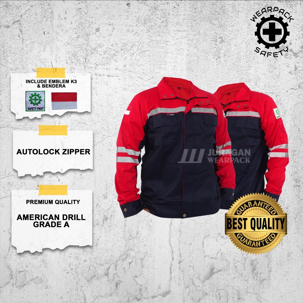 Jual Wearpack Safety Semi Jaket / Wearpack Kerja Warna Merah Kombinasi ...