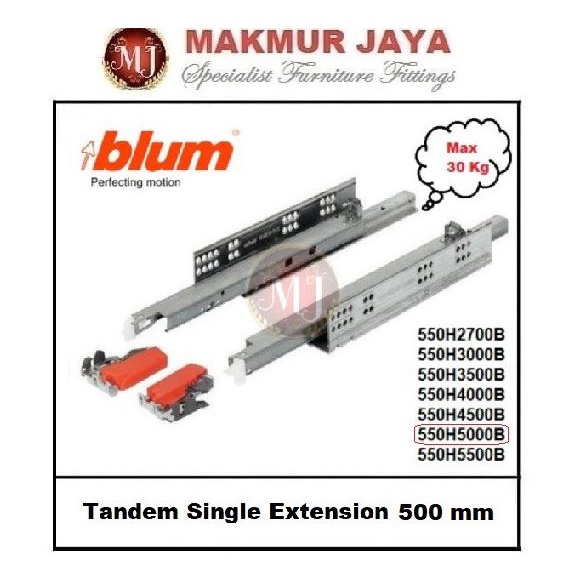 Jual Rel Tandem BLUM 50 cm Single Extension REL LACI | Shopee Indonesia