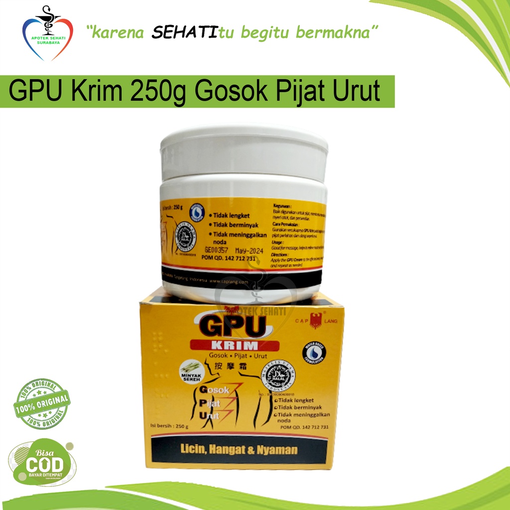 Jual CAP LANG GPU CREAM SEREH 250GR KRIM GOSOK PIJAT URUT | Shopee ...