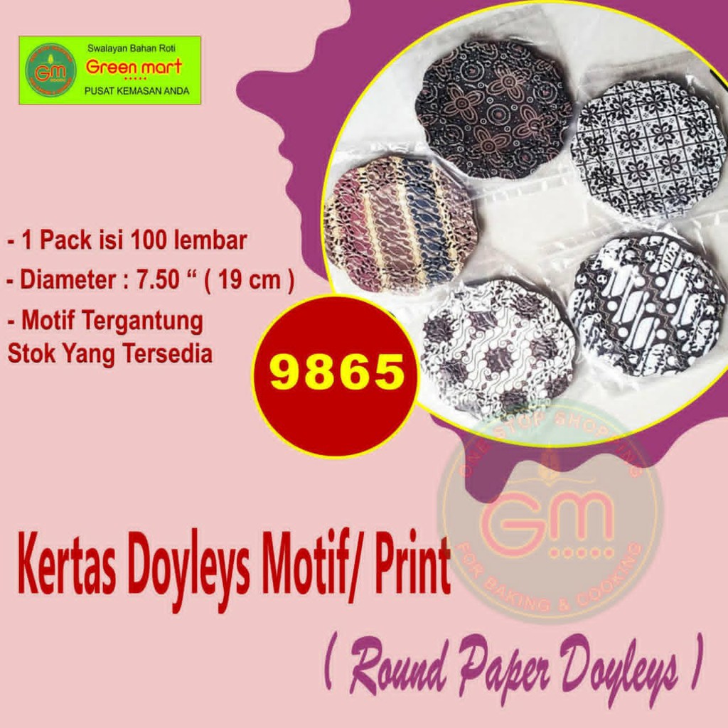 Jual Kertas Doyleys Bulat Round Paper Doyleys Motif Batik 7.50" Kertas Alas Kue 1 Pack Isi 100 ...