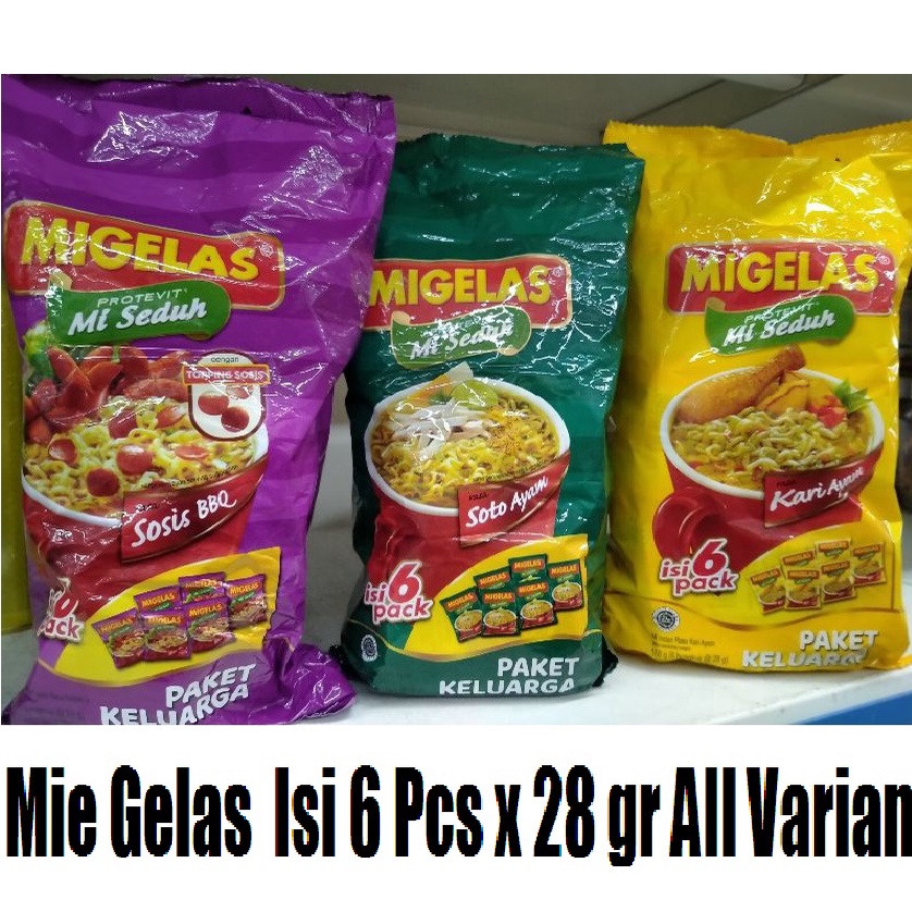 Jual Mie Gelas Isi 6 Pcs x 28 gr Paket Keluarga All Varian - Migelas ...