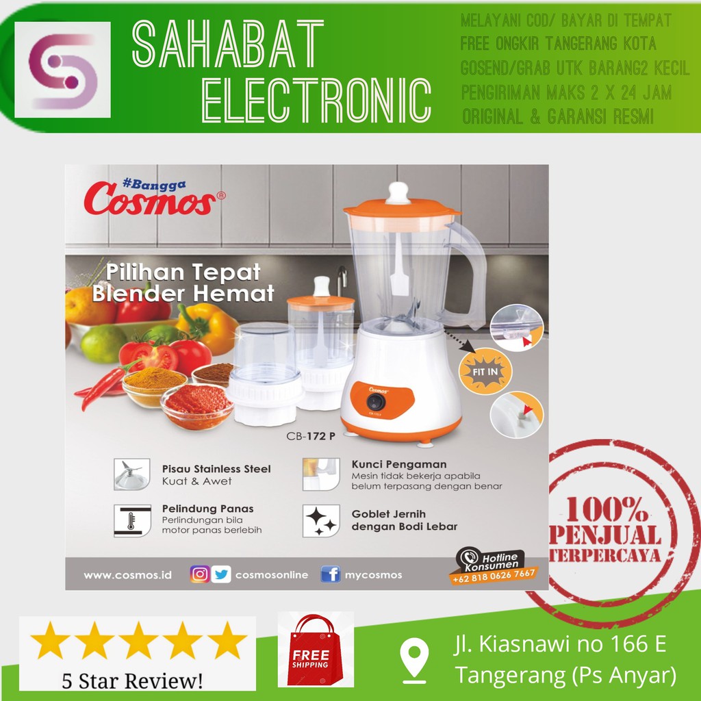 Jual Blender COSMOS CB-172P / Blender COSMOS JAR PLASTIK 1 LITER ...