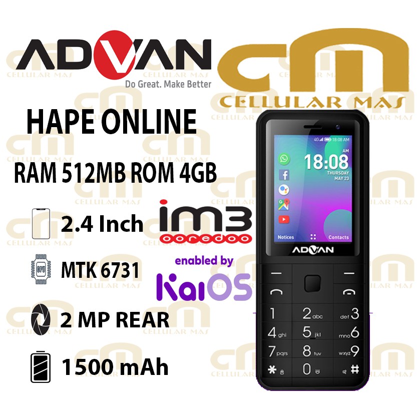 Jual Advan Smart Feature Phone Hape Online 4G With KaiOS Indosat Only ...