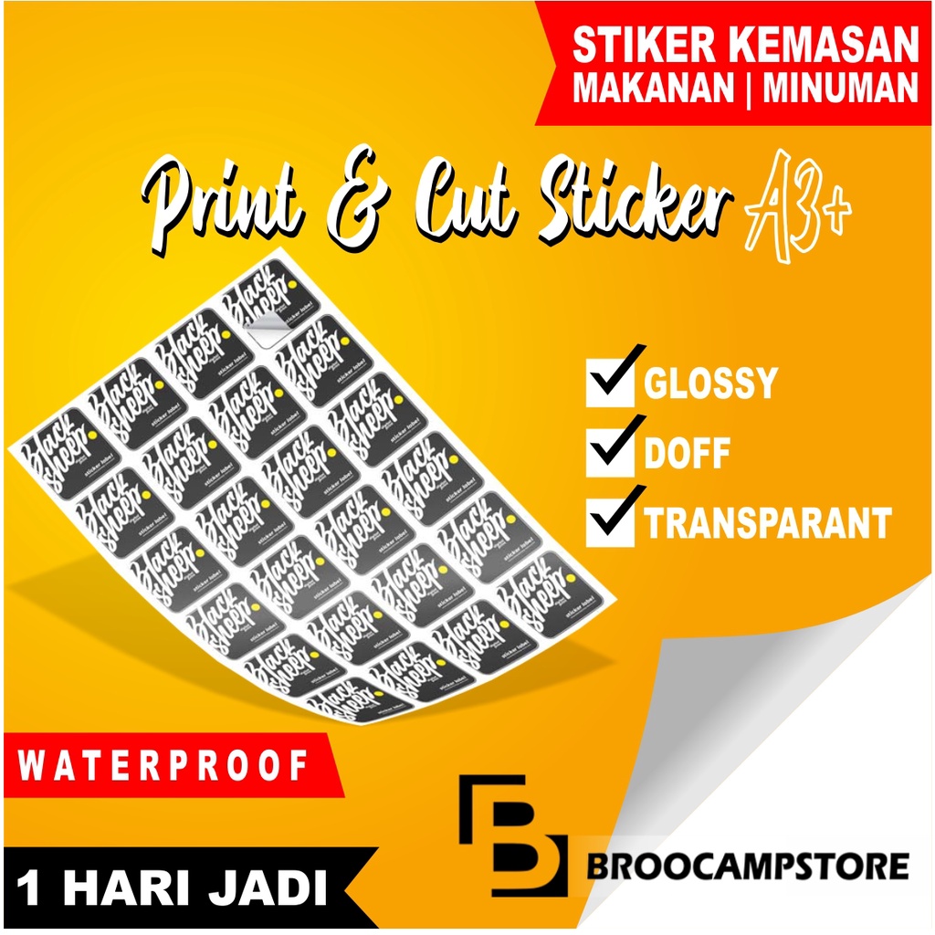 Jual Cetak Stiker / Sticker Label A3 A3+ bahan Vynil anti air - glossy ...