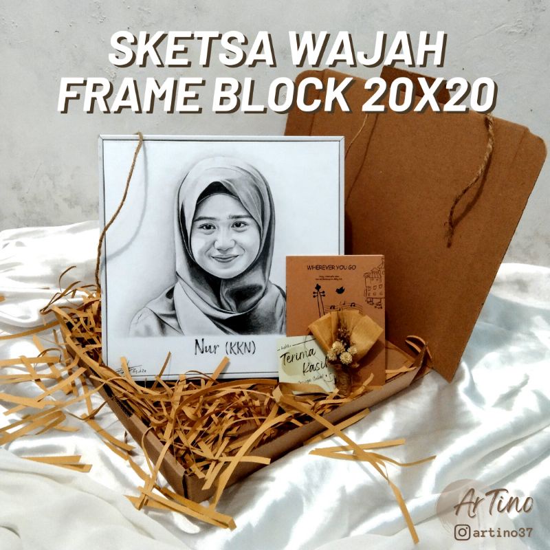 Jual SKETSA WAJAH | LUKIS WAJAH FRAME BLOCK 20x20 cm | Shopee Indonesia