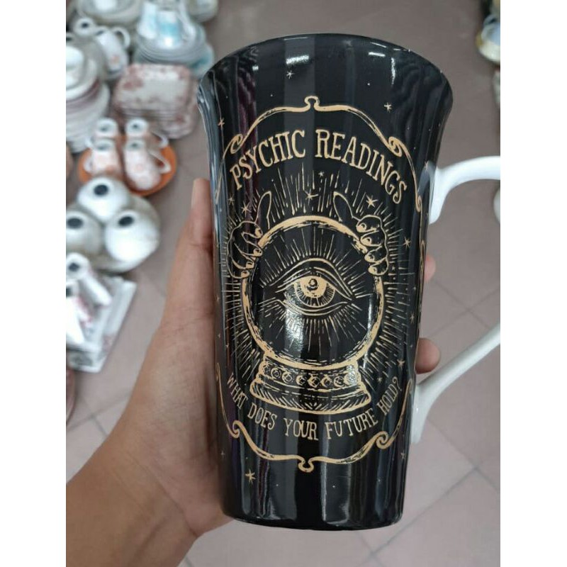 Jual MUG JUMBO GELAS KERAMIK HIAS SANGO CANTIK MOTIF GAMBAR GOTIC HITAM ...