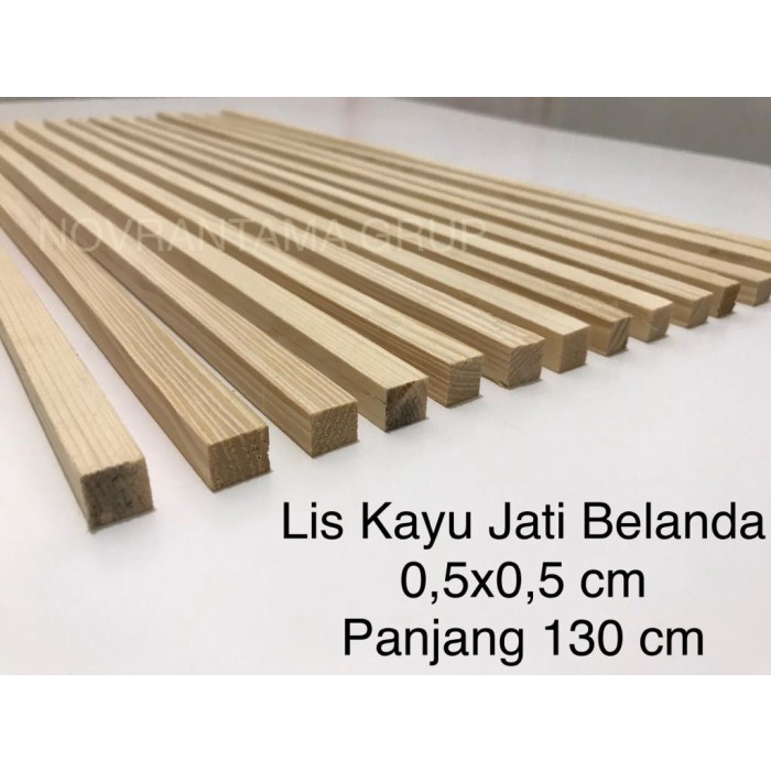 Jual Lis kayu Pinus Jati Belanda 0,5x0,5 cm panjang 130cm, 5x5mm ...