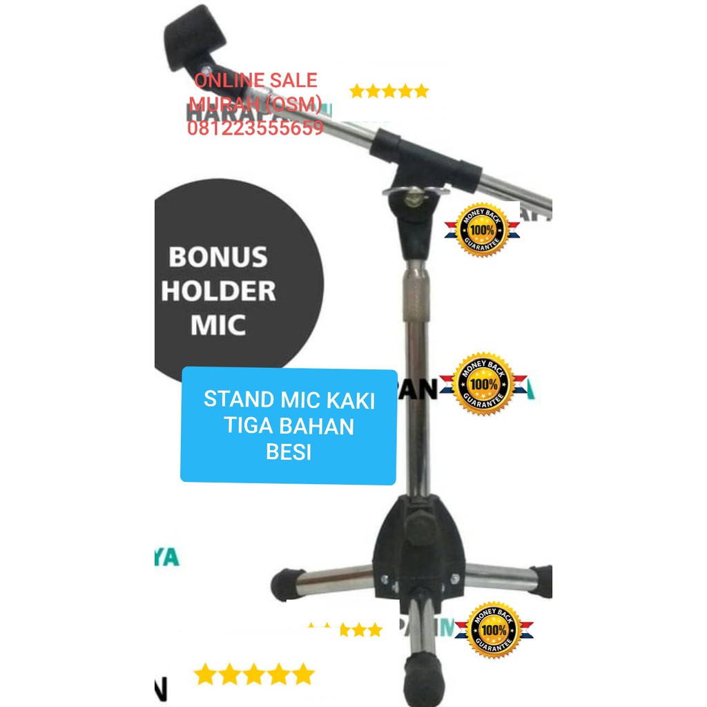 Jual G80 ORIGINAL 100% betavo stand mic 65cm mik dual dobel double kaki ...