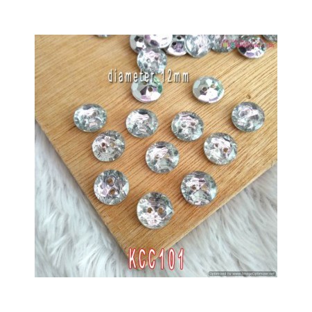Jual KCC101 Kancing Crystal / Kancing Kaca Putih Diameter 12mm (1 Bks ...