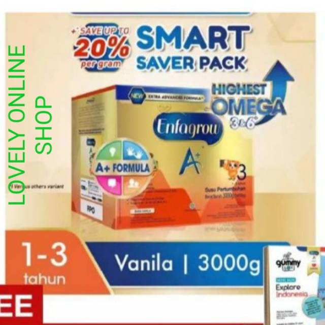 Jual Enfagrow A+ 3 Vanilla - 3000g Susu Formula Pertumbuhan Anak Batita | Shopee Indonesia