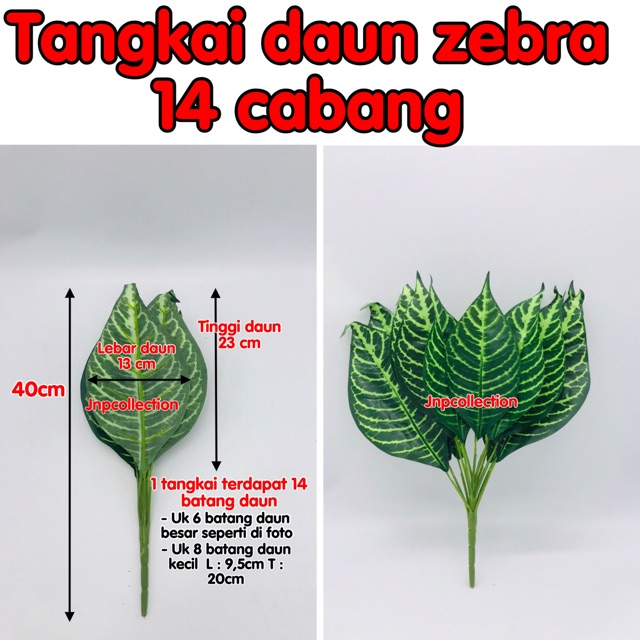 Jual Bunga dekorasi Tangkai daun zebra 14 cabang | Shopee Indonesia