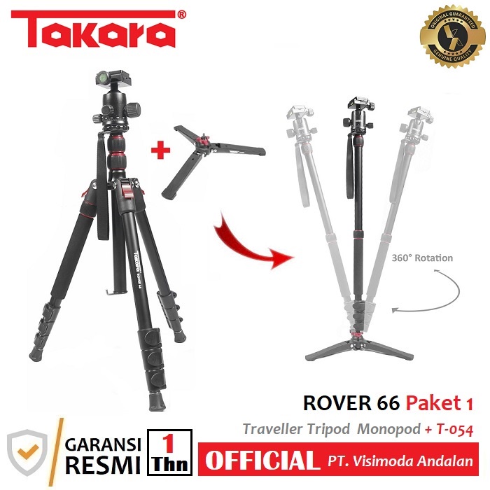 Jual Takara ROVER 66 Paket 1 Compact Traveller Tripod Monopod Kit ...