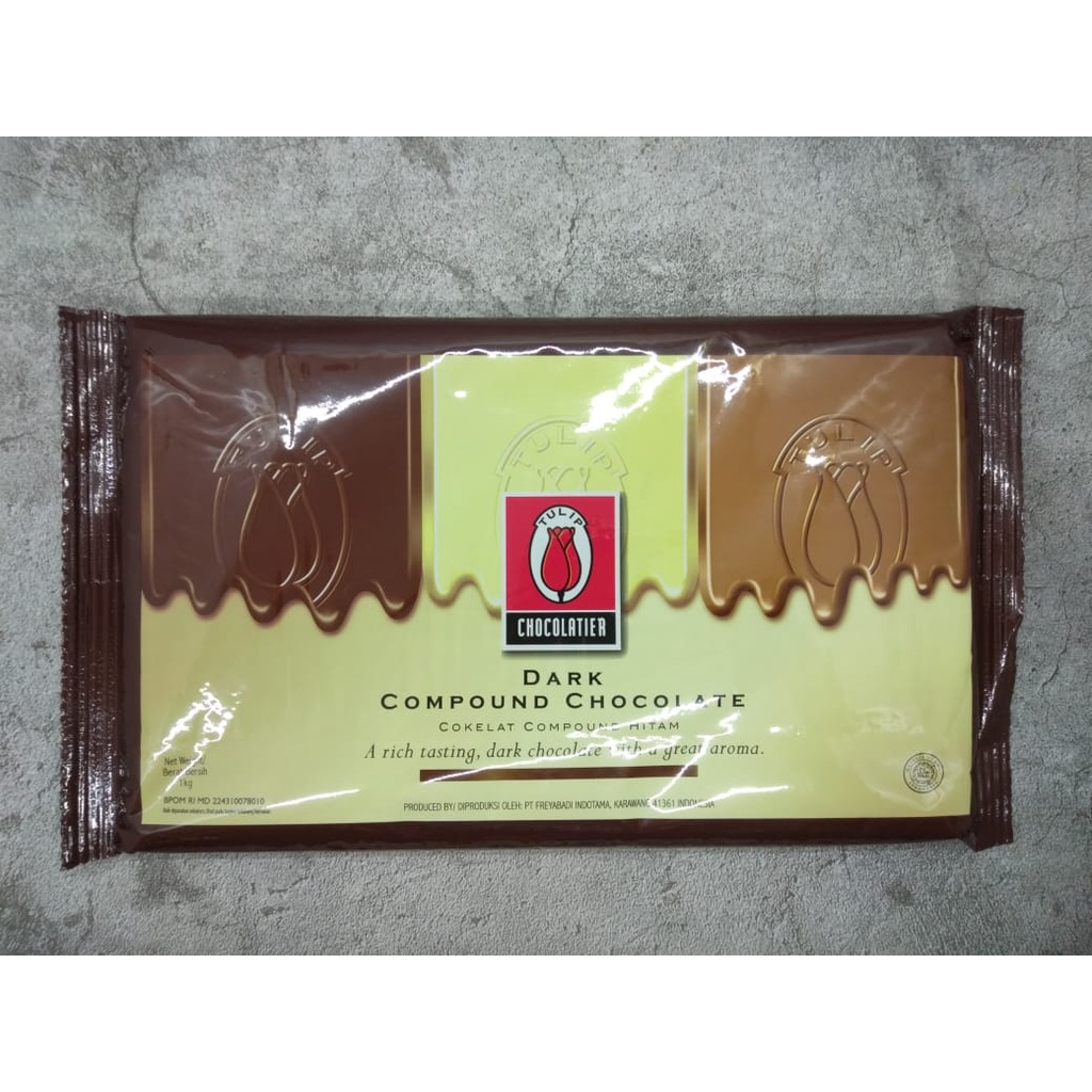 Jual Dark Chocolate Compound Tulip 1kg / Cokelat Batang Tulip Dark 1kg ...