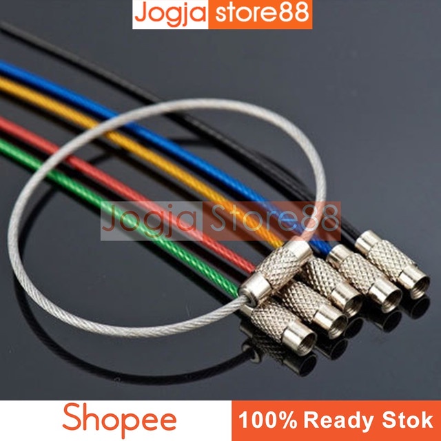 Jual Tali Besi Karabiner Metal Stainless Steel Wire Rope Keys Hanging ...
