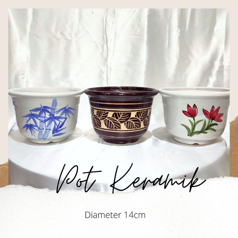 Jual Pot Keramik-Pot Bunga Tanaman Hias Aesthetic diameter 14cm ...