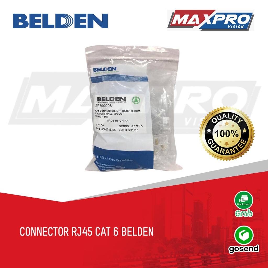Jual CONNECTOR RJ45 CAT 6 BELDEN PACK - 50 PCS | Shopee Indonesia