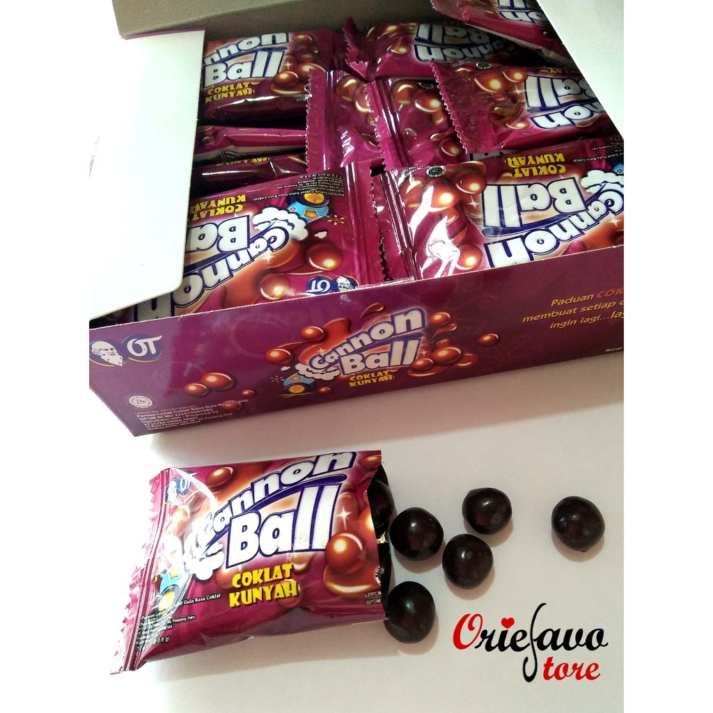 Jual Canon Ball Coklat Stroberi Kunyah Isi 24Pcs | Shopee Indonesia