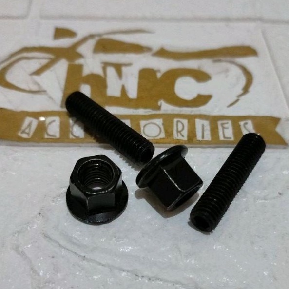Jual BAUT TANAM KNALPOT RX KING SET MUR BAJA HITAM | Shopee Indonesia