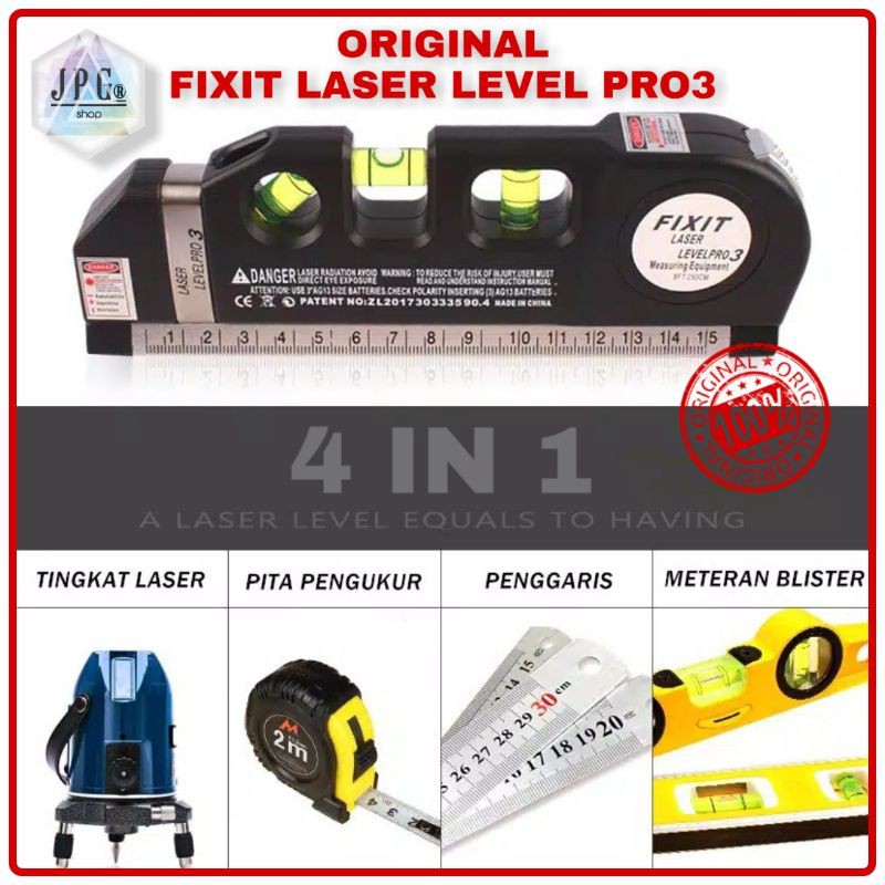Jual Original Fixit LevelPro3 Meteran Laser Infrared Waterpass Vertikal ...
