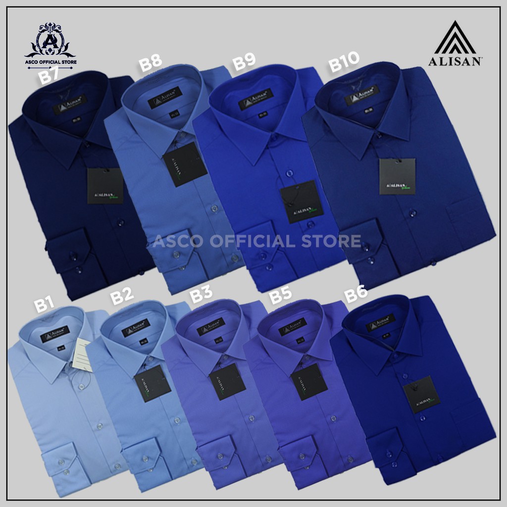 Jual Alisan Kemeja Formal Lengan Panjang Pria Polos Warna - Biru ...