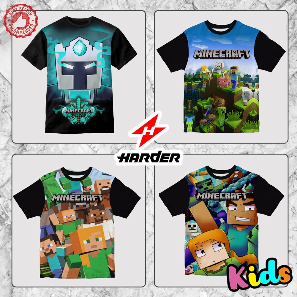 Jual Baju Kaos Anak Minecraft - Kaos Anak Kartun Minecraft - Kaos Anak ...
