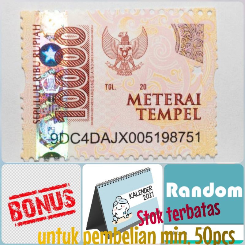 Jual Meterai 10000 Asli - Benda Pos 6000 dan 10000, Meterai Tempel Ori | Shopee Indonesia