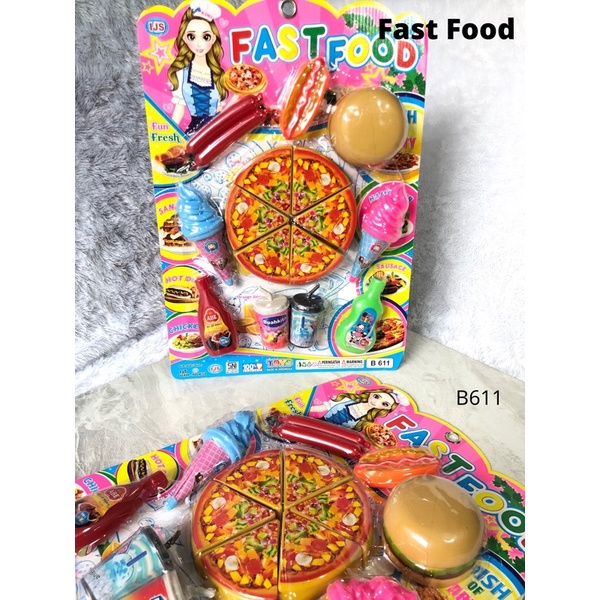 Jual MAINAN ANAK B611 FAST FOOD BERMAIN PERAN PIZZA BURGER MASAK ...